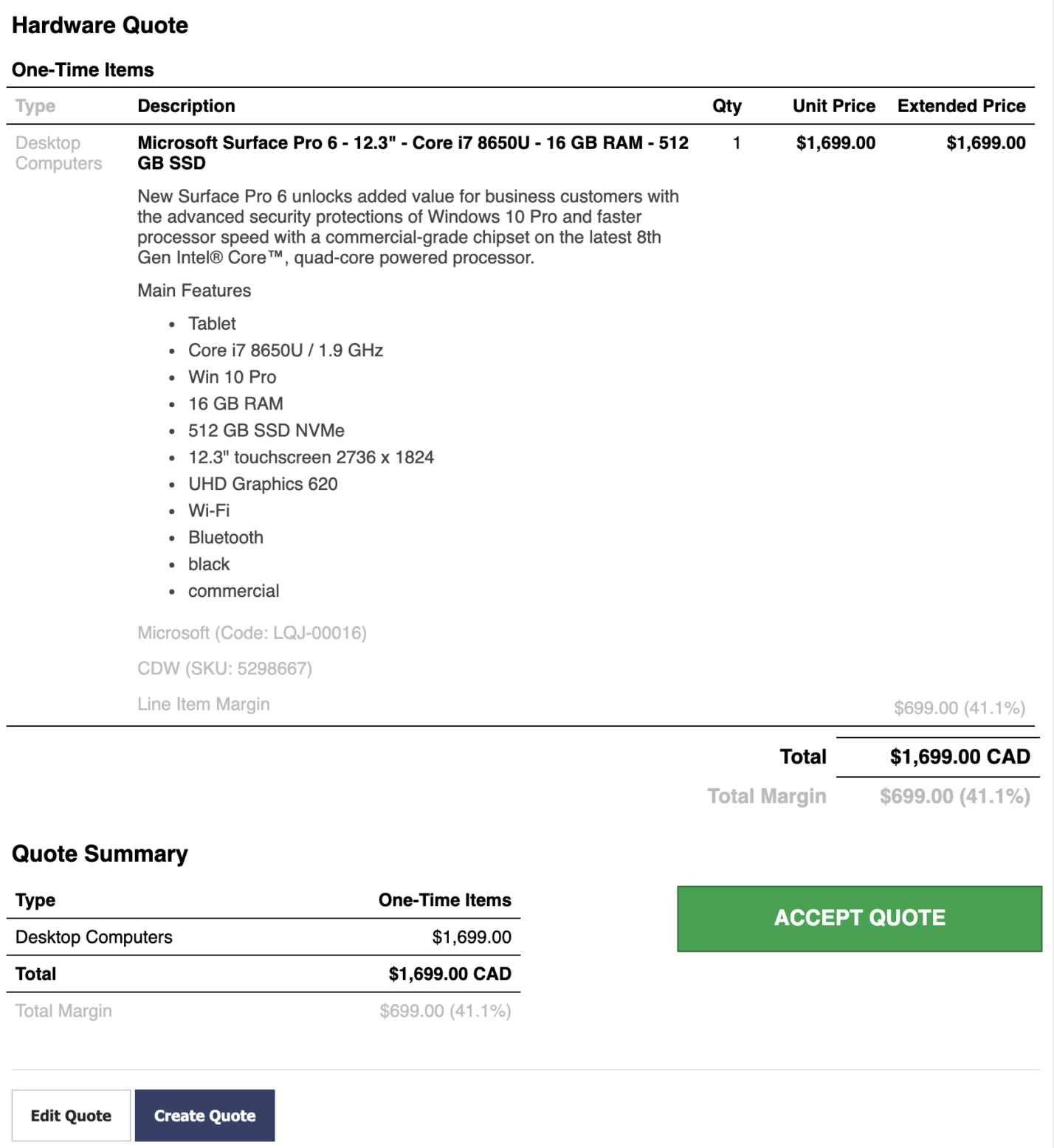 Cost & Margin Tracking Feature | Quoter